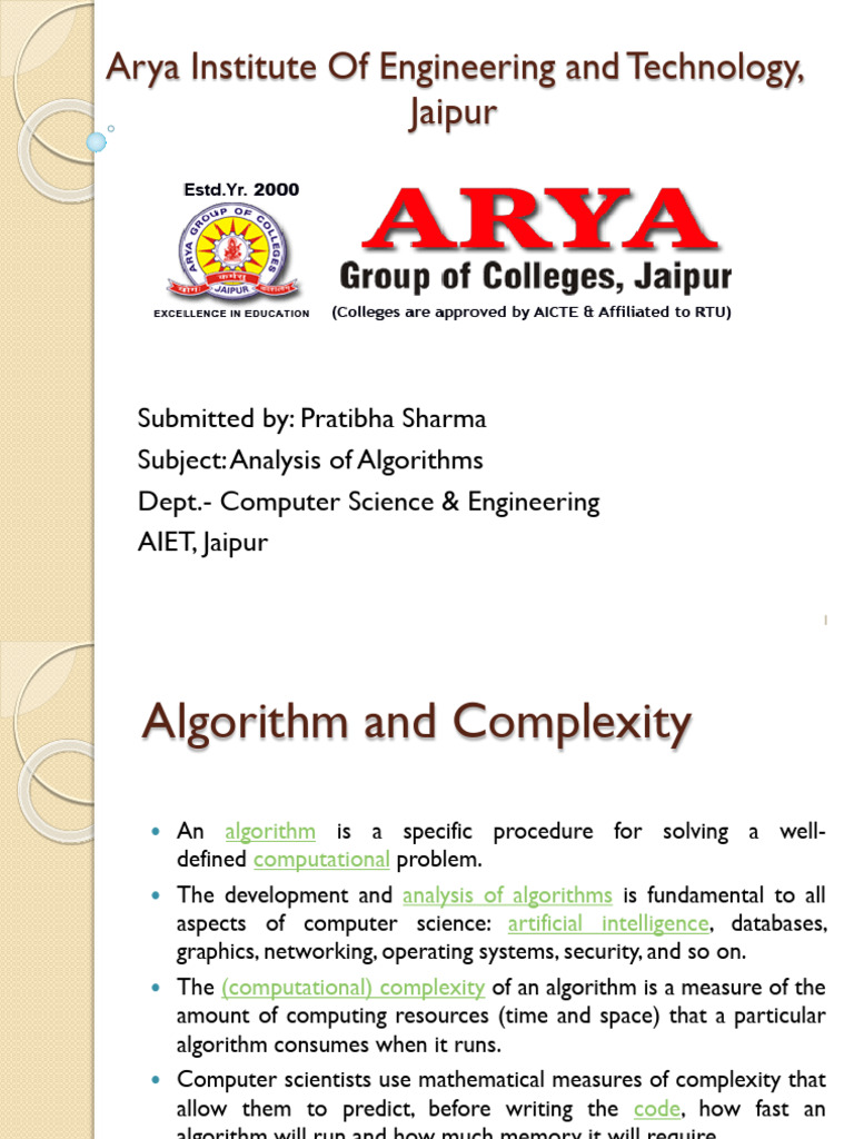 5CS4-AOA-Unit-1_ppt @zammers | PDF | Recurrence Relation | Theoretical Computer Science