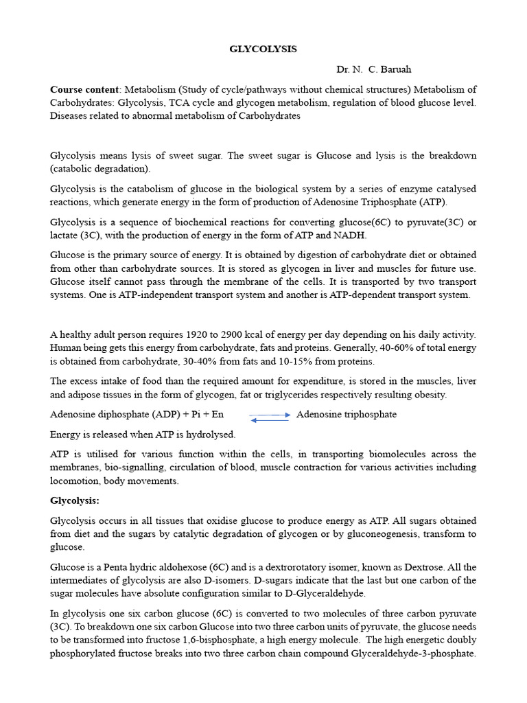 Glycolysis | PDF | Glycolysis | Glucose