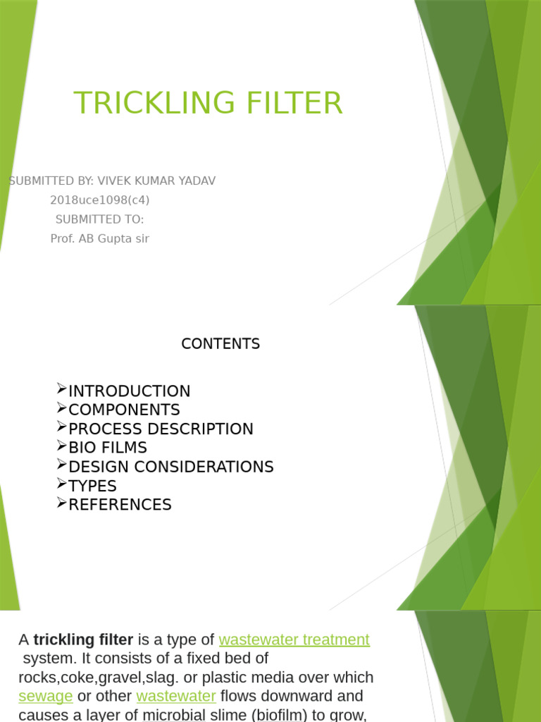 Trickling Filter PPT (6) - Vivek Kumar Yadav | PDF | Sewerage | Water Management