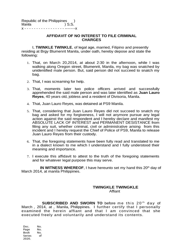 Affidavit of Disinterest - 101728 | PDF