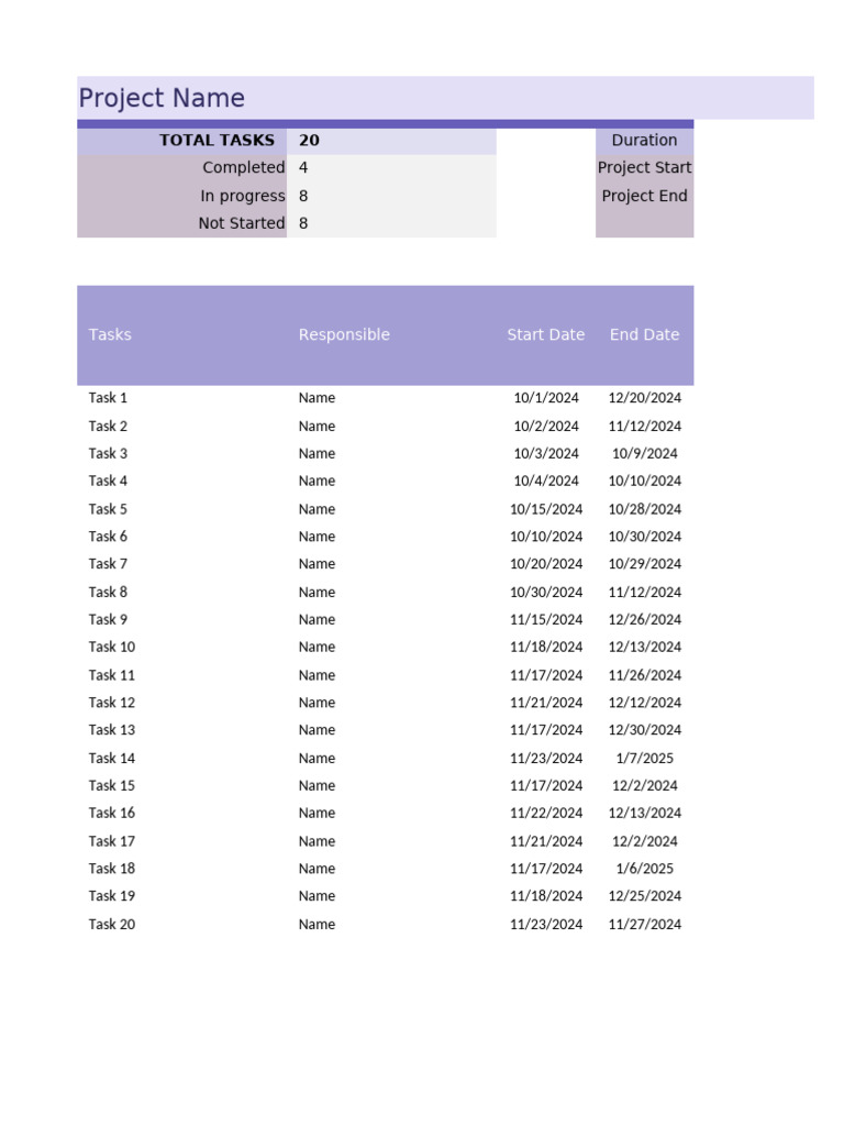 Simple Excel Project Plan Template | PDF