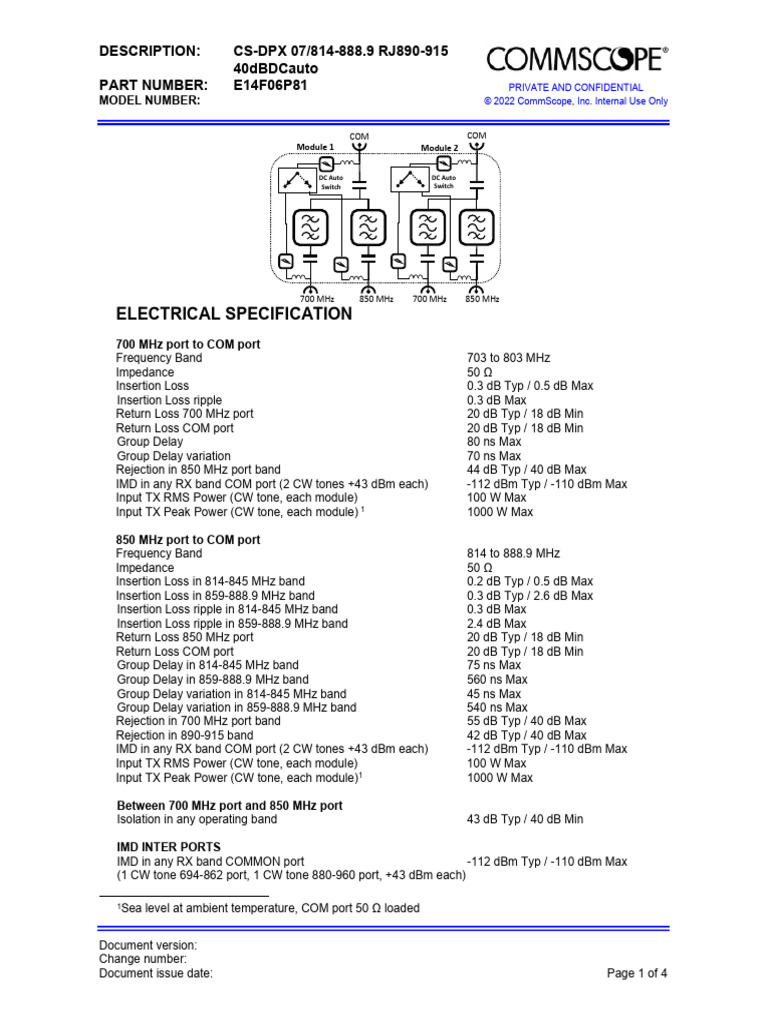 Commscope E14F06P81 Datsheet | PDF | Decibel | Electrical Engineering