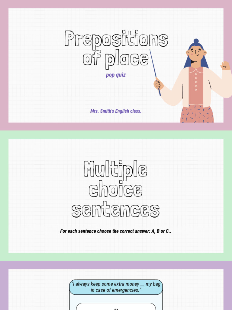 Colorful Illustrative Prepositions of Place Activity Presentation PDF | PDF