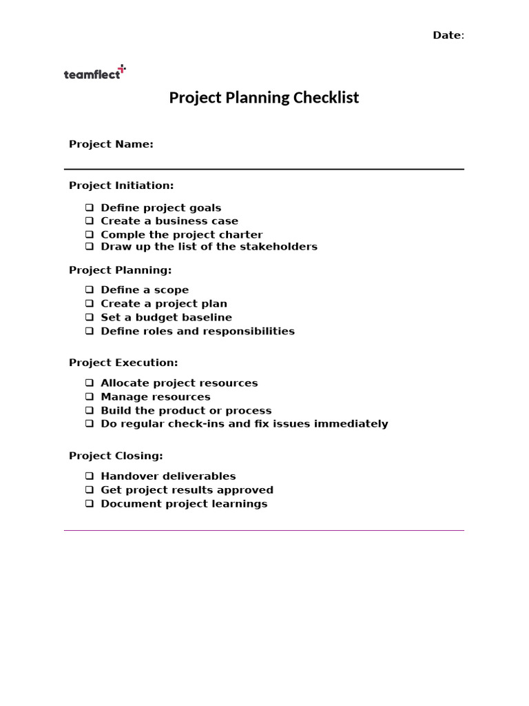 Project Planning Checklist | PDF