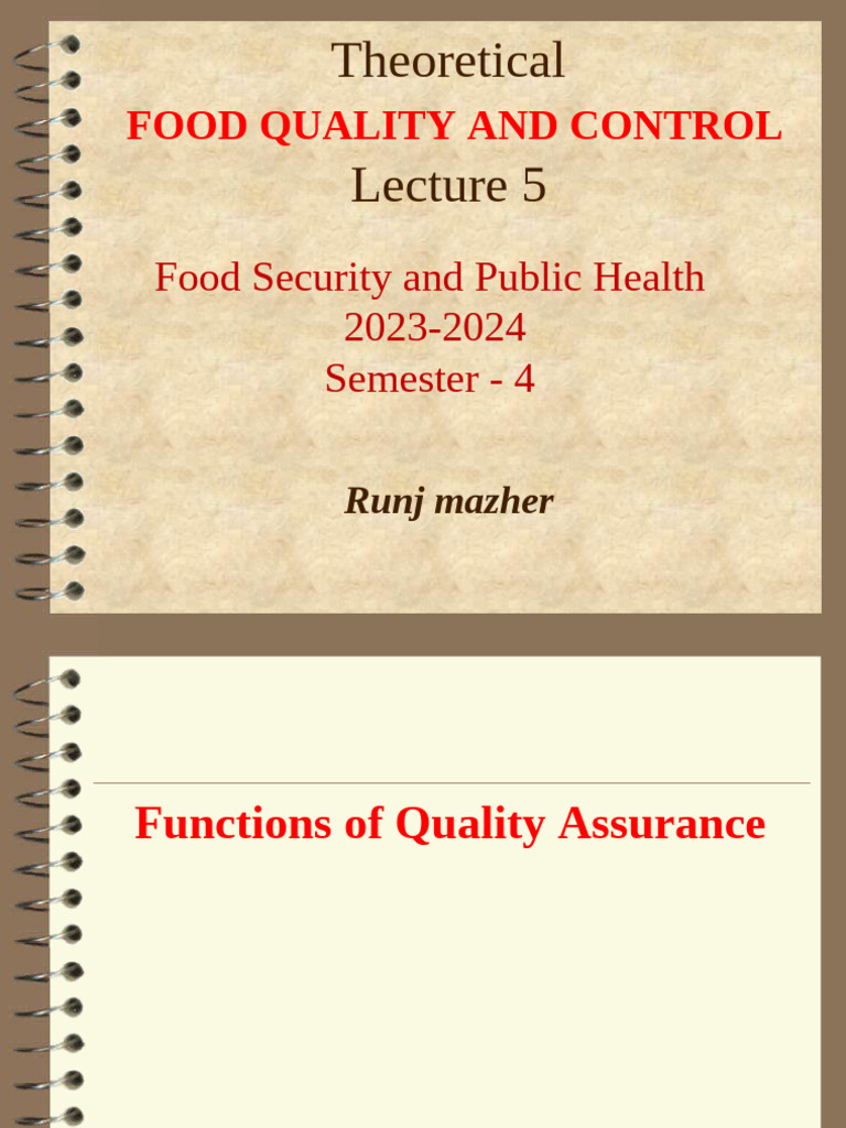 Food Quality Control - 5 | PDF