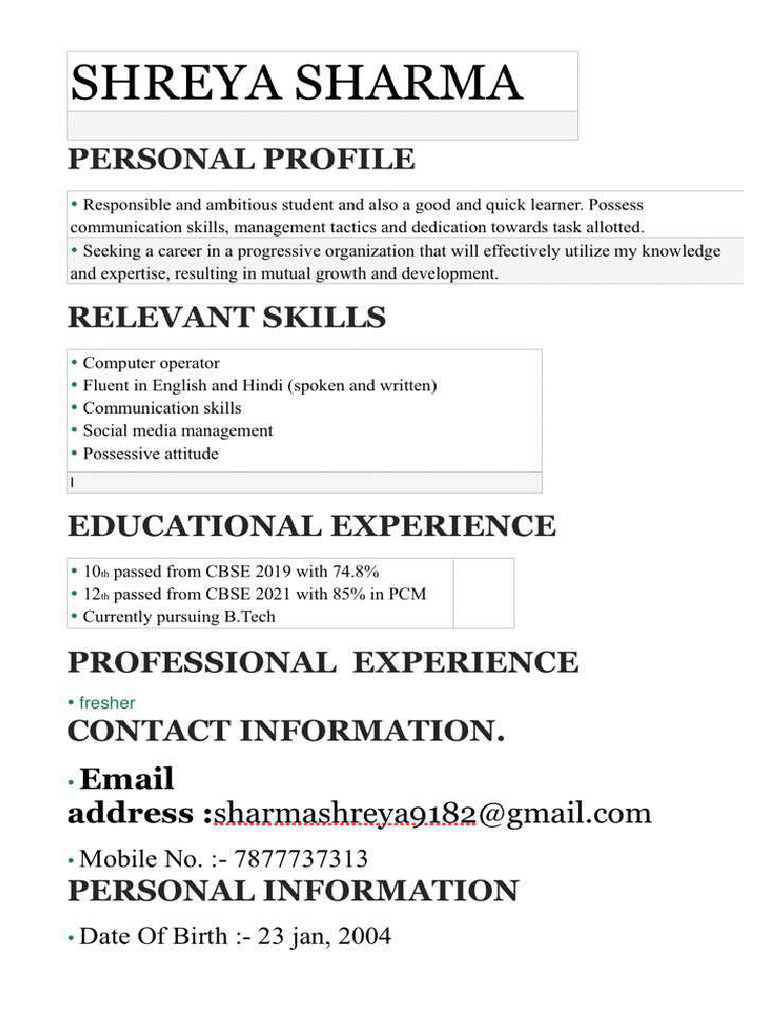 CV Shreya | PDF