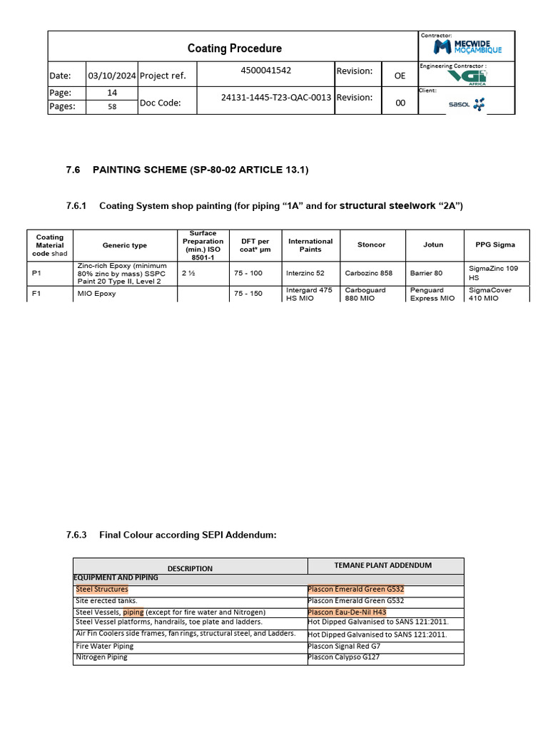 PCL24131 - Coating Scheme | PDF | Corrosion | Industrial Processes
