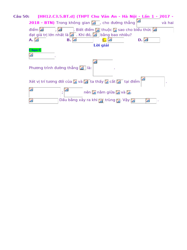 PHƯƠNG TRÌNH ĐƯỜNG THẲNG - BT - Muc do 4 | PDF