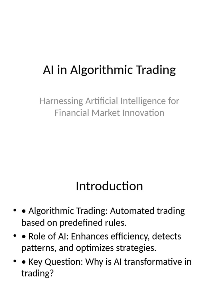 AI in Algorithmic Trading Presentation | PDF