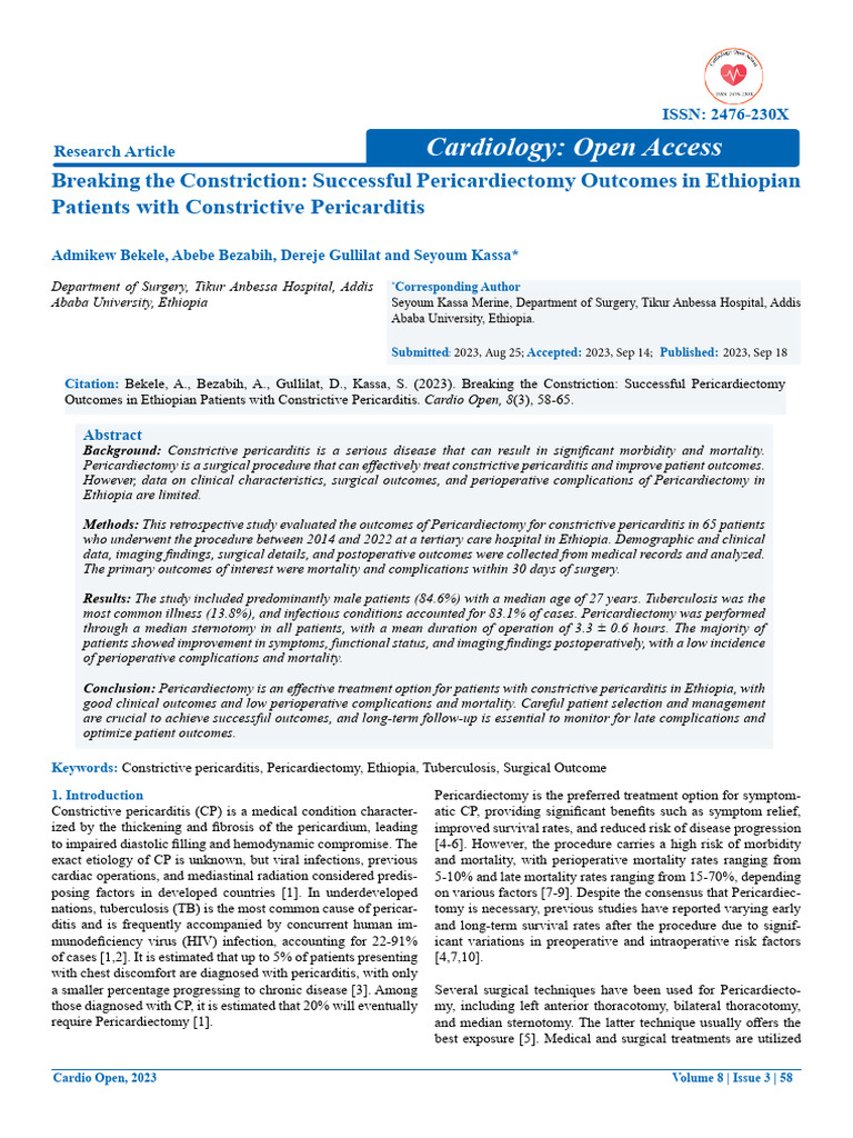Breaking The Constriction Successful Pericardiectomy Outcomes in | PDF ...