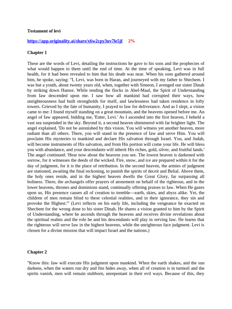 106 - Testament of Levi D2 | PDF | Isaac | Heaven