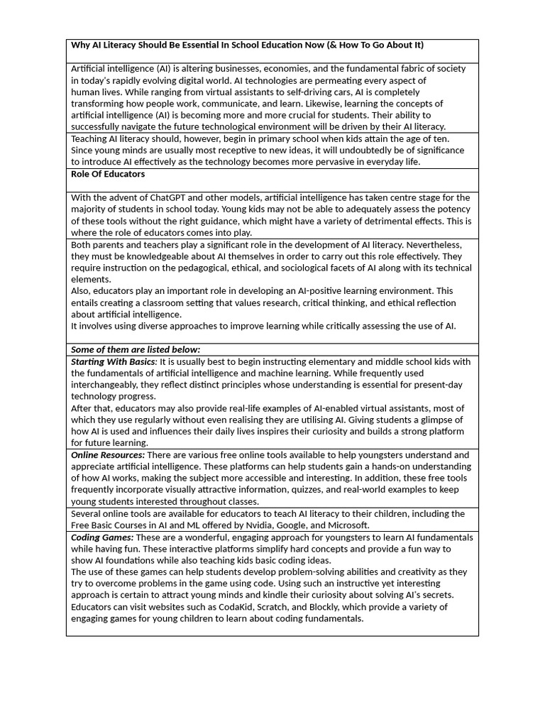 Why AI Literacy Should Be Essential In School Education Now | PDF ... Why AI Literacy Should Be Essential In School Education Now | PDF ...