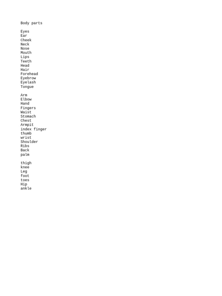 Bodyparts | PDF