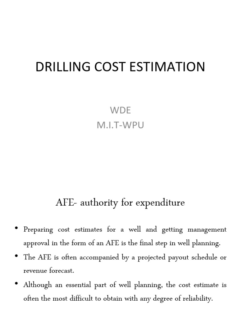 Drilling Cost Estimation Guide | PDF | Oil Well