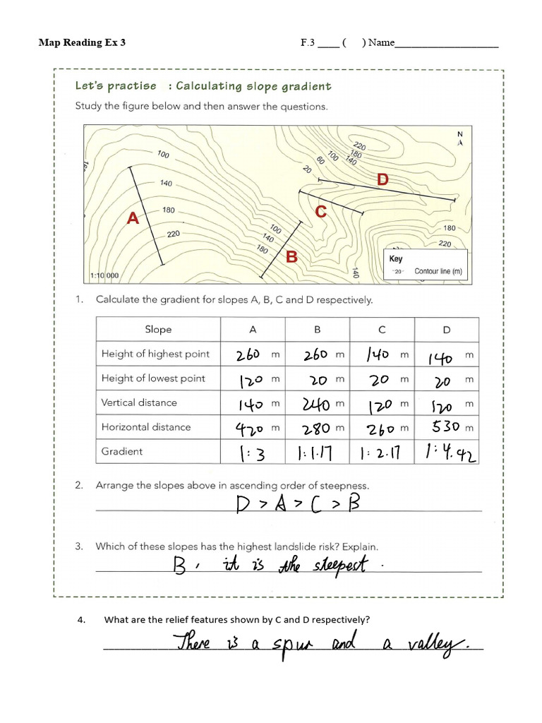 Map Reading Exercise on Relief Features | PDF
