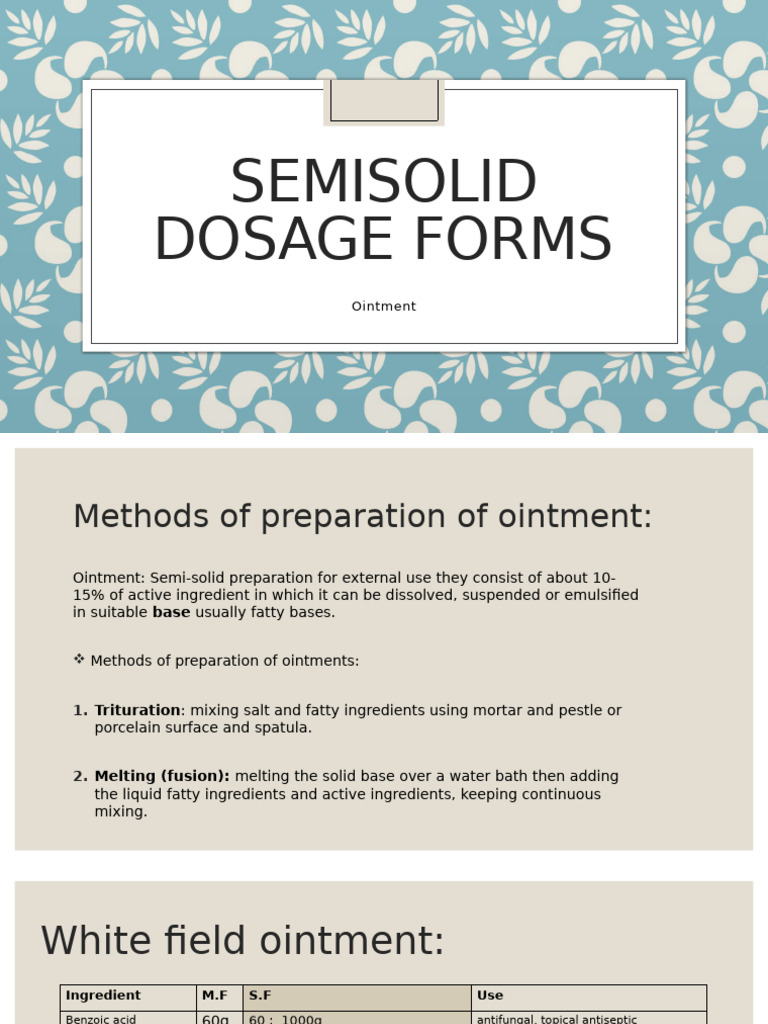 Ointment Preparation Methods and Formulas | PDF | Topical Medication ...