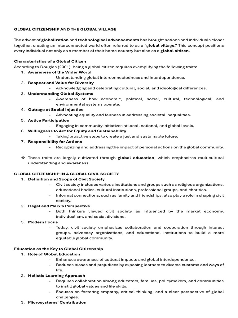 Understanding Global Citizenship Traits | PDF | Civil Society ...