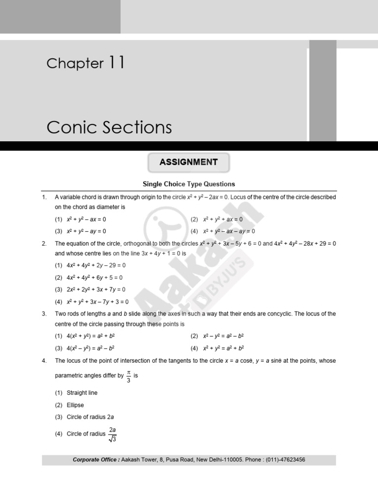 11. Conic Sections | PDF | Ellipse | Circle
