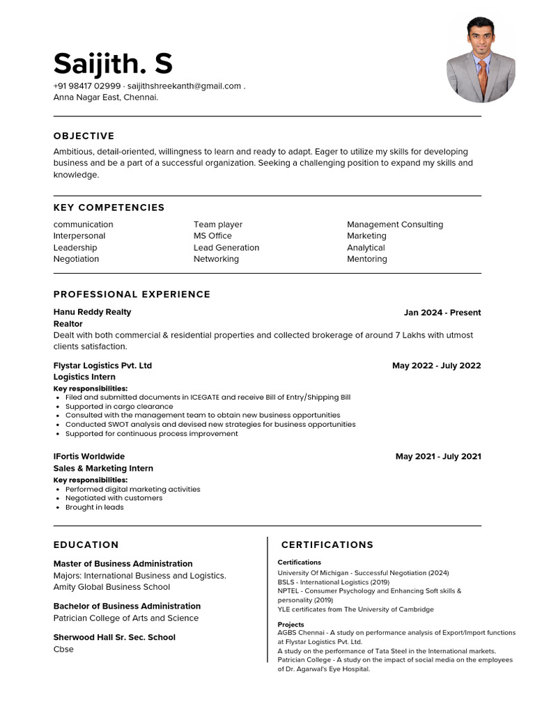 Saijith_resume2024 | PDF | Business Economics | Business