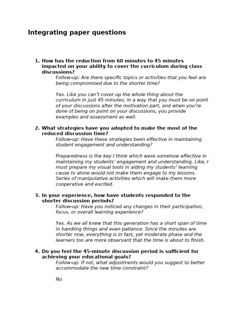 Integrating Paper Questions | PDF