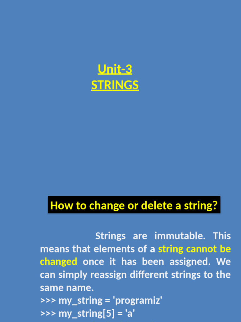 unit-3 Strings (1) | PDF | String (Computer Science) | Computer Programming