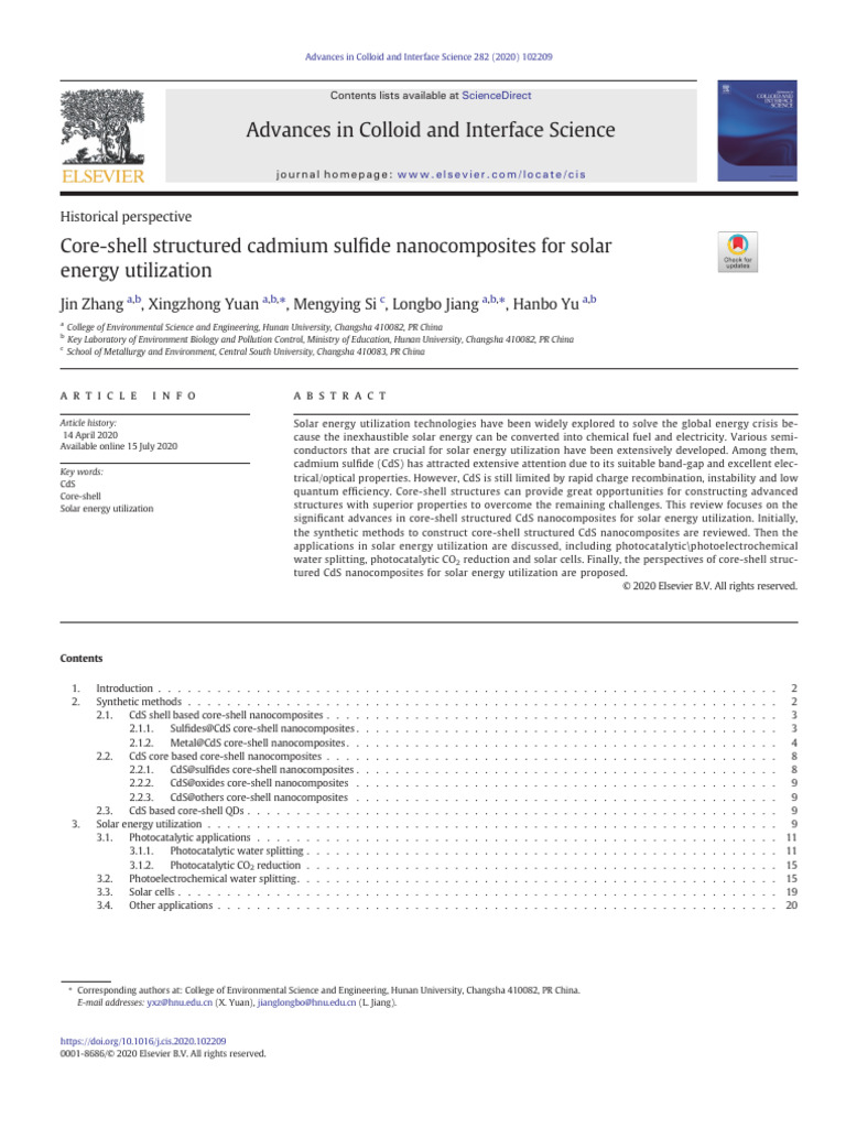 Core-shell structured cadmium sulfide nanocomposites for solar | PDF ...