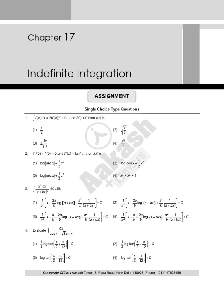 Indefinite Integration Final | PDF | Mathematical Analysis | Calculus