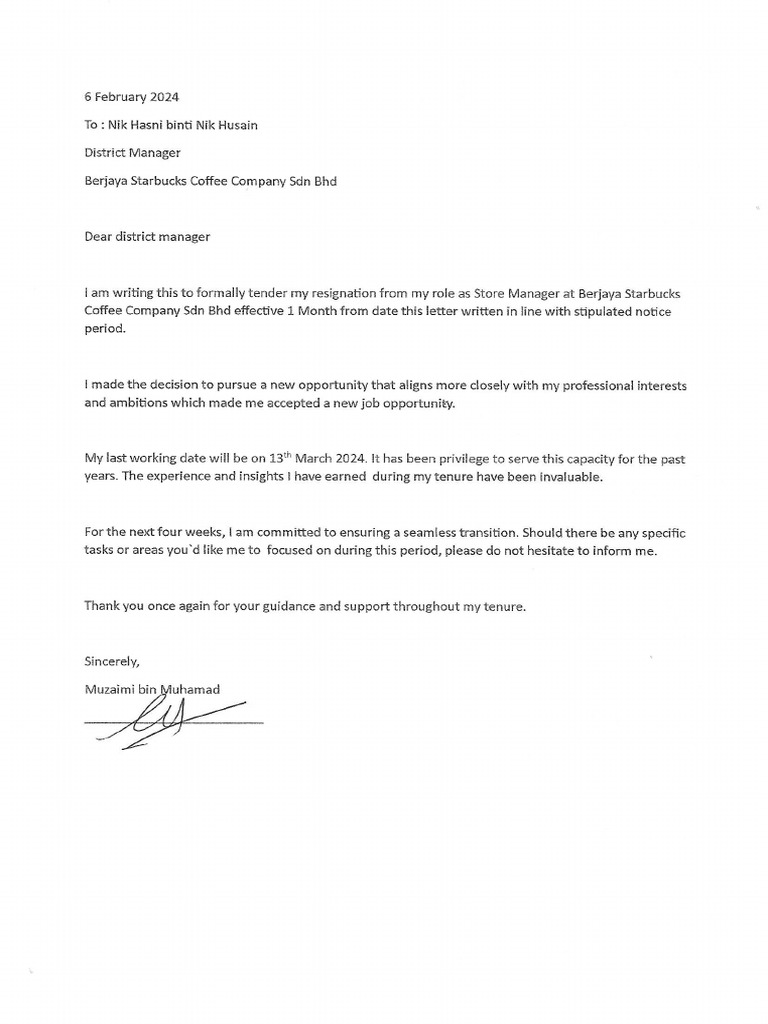 Mie Reignation Letter | PDF