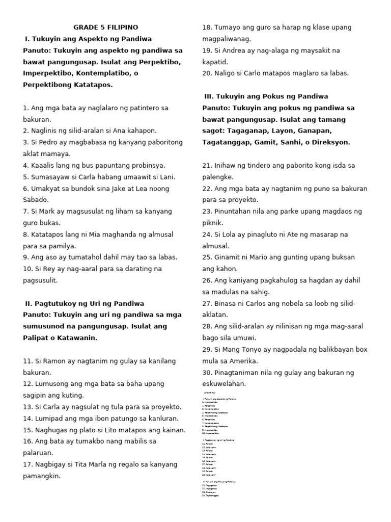 Grade 5 Filipino | PDF