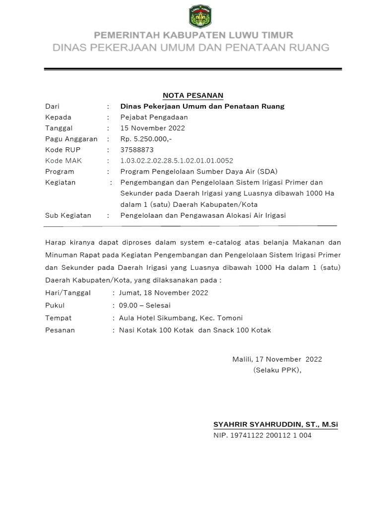 Nota Pesanan MM KOMIR | PDF