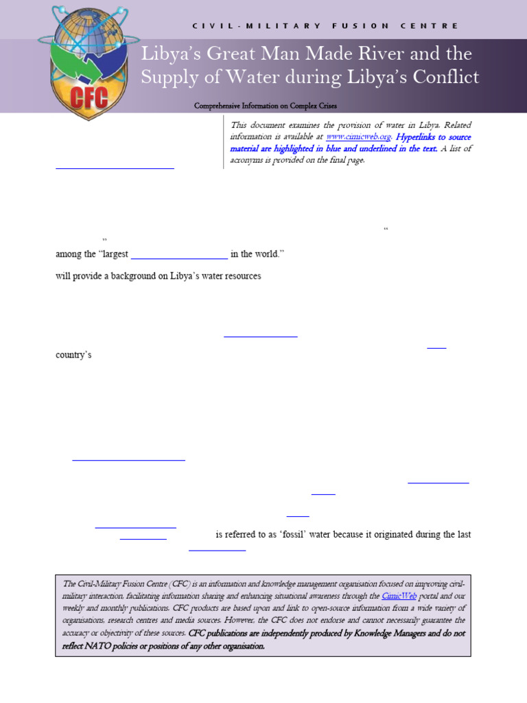 CFC Med Basin Monthly Report Water Supply in Libya FINAL | PDF ...