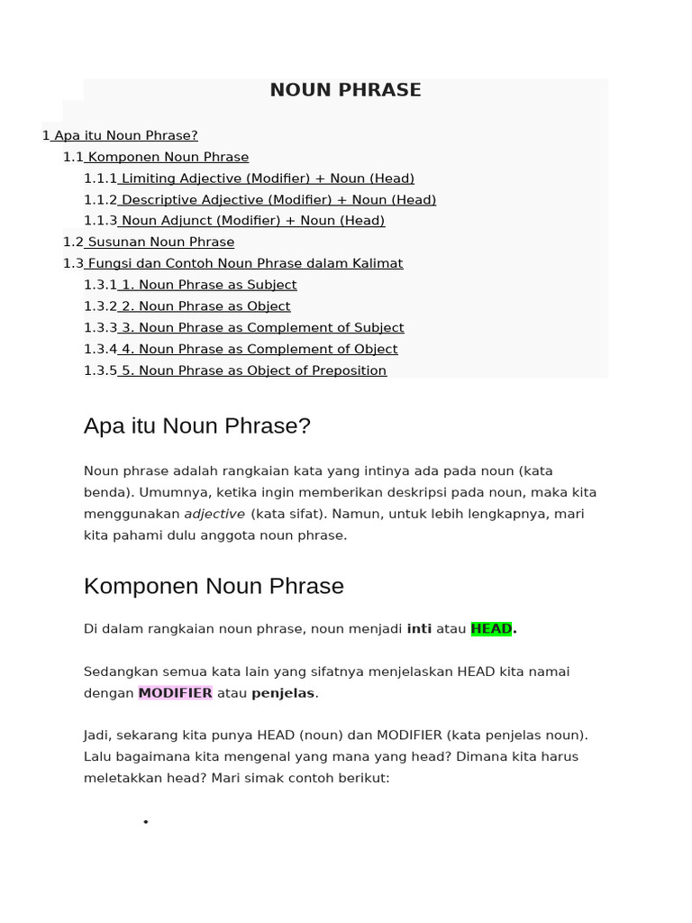Noun Phrase Fix | PDF