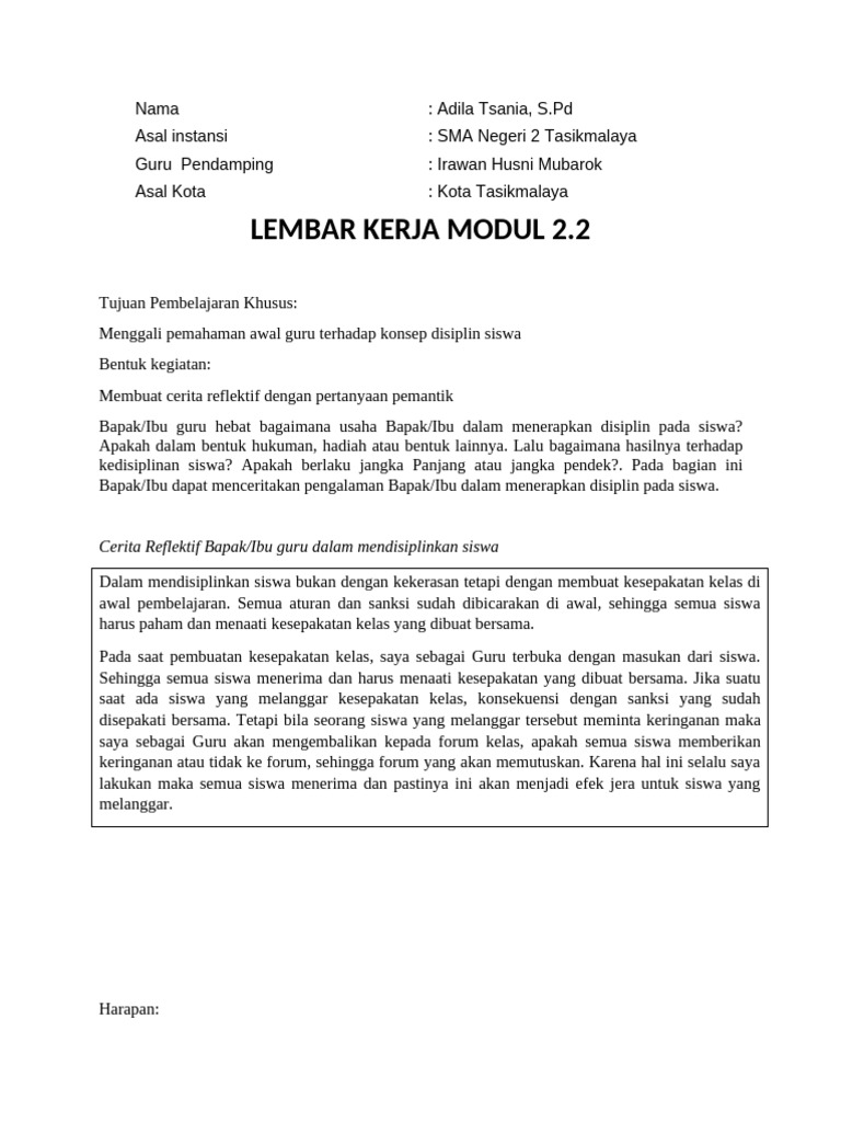 Lembar Kerja Modul 2.2 | PDF