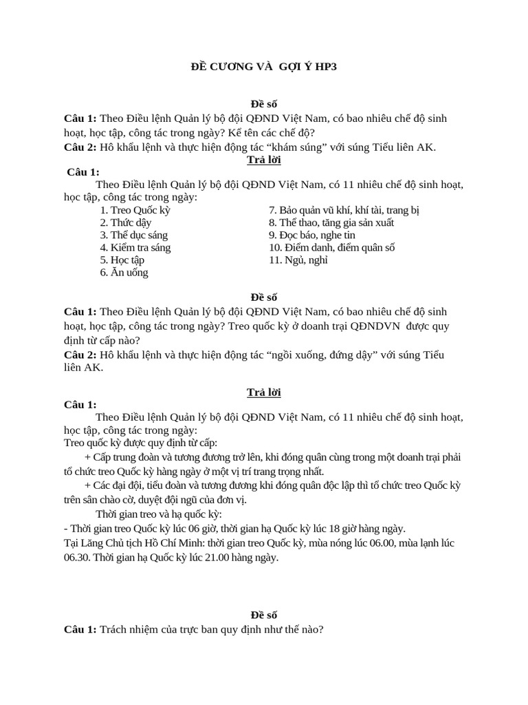 Đề Cương Và Gợi ý Câu Tl Hp3 1 | PDF