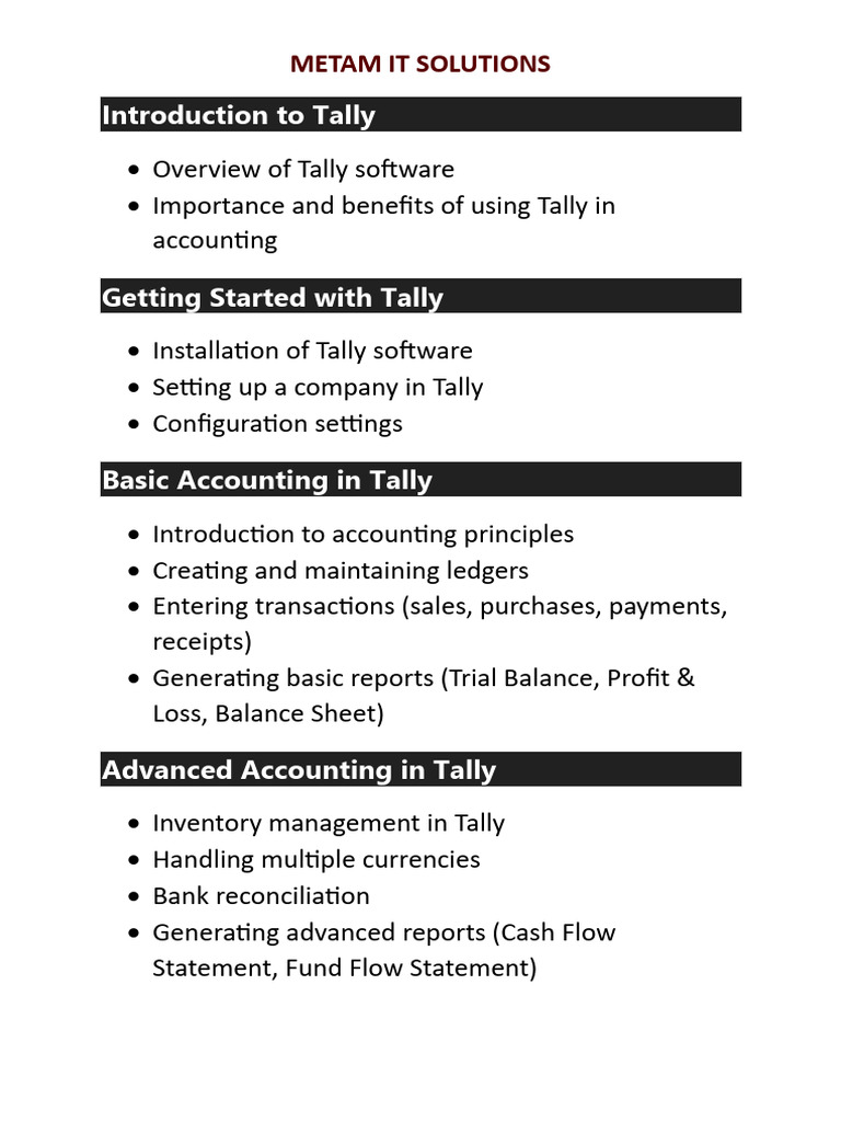 TALLY SYLLABUS | PDF