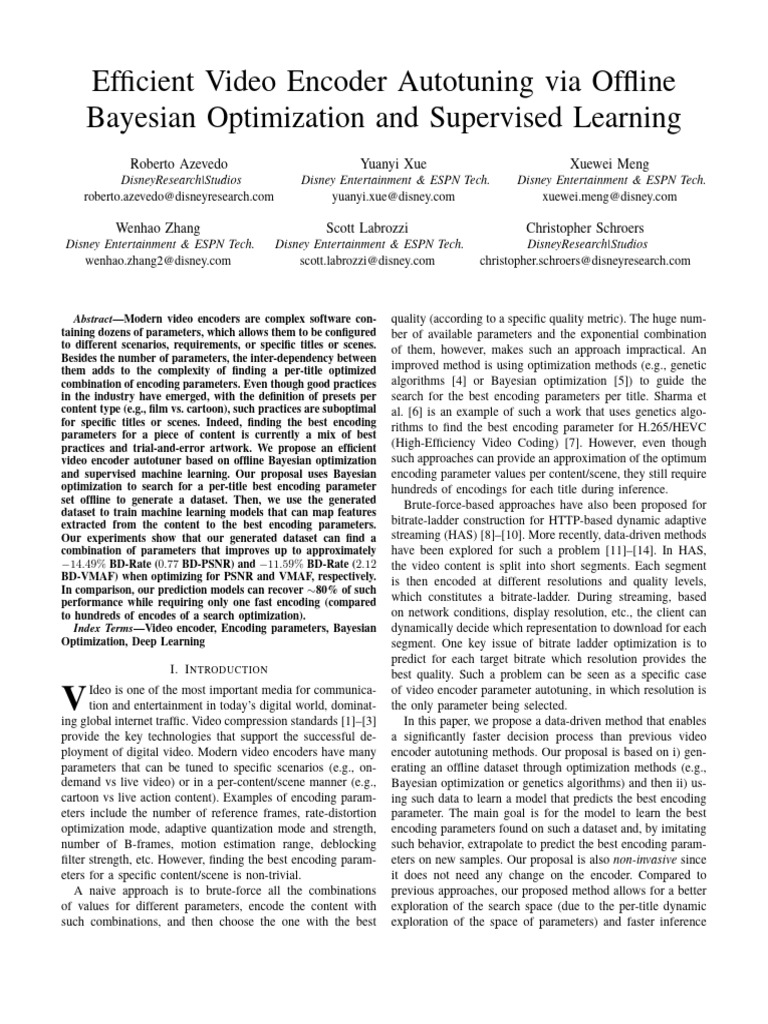 Efficient Video Encoder Autotuning Via Offline Bayesian Optimization and Supervised Learning ...