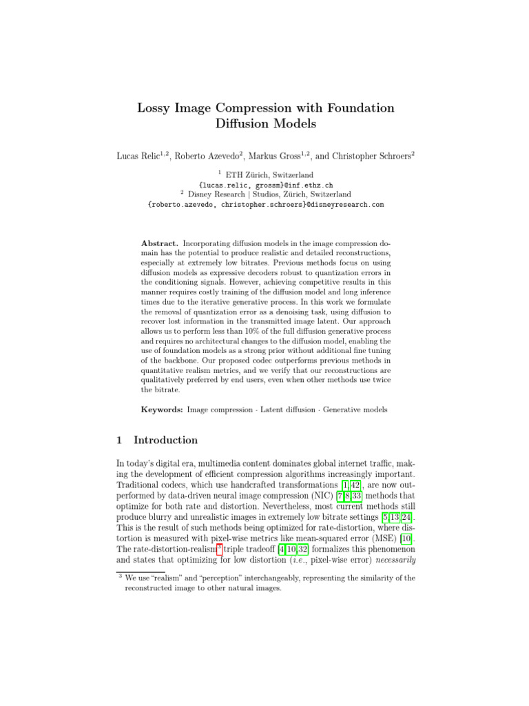 Lossy Compression via Latent Diffusion | PDF | Data Compression | Codec