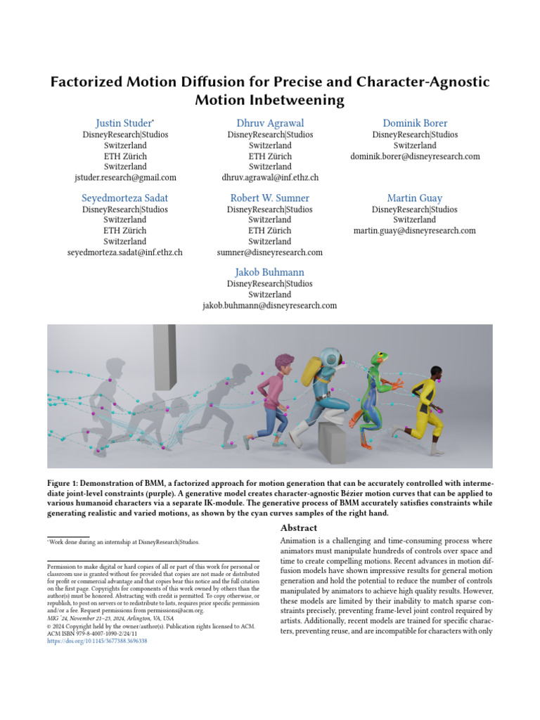 Factorized Motion Diffusion For Precise and Character Agnostic Motion ...