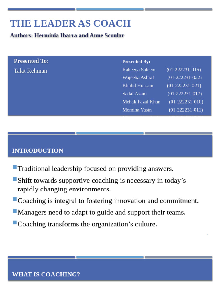 The Leader as Coach | PDF | Organizational Culture | Strategic Management