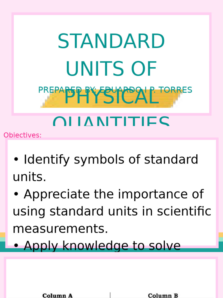Standard Units For Physical Quantities | PDF | Measurement ...