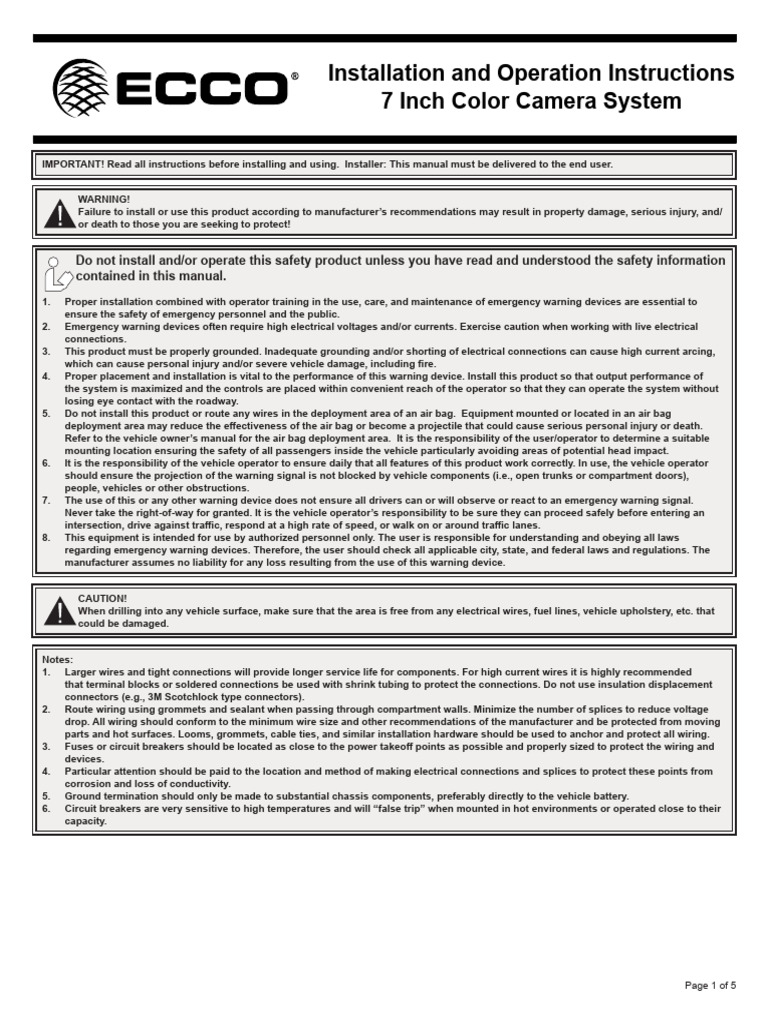 7-Inch Color Camera System Guide | PDF | Electrical Connector ...