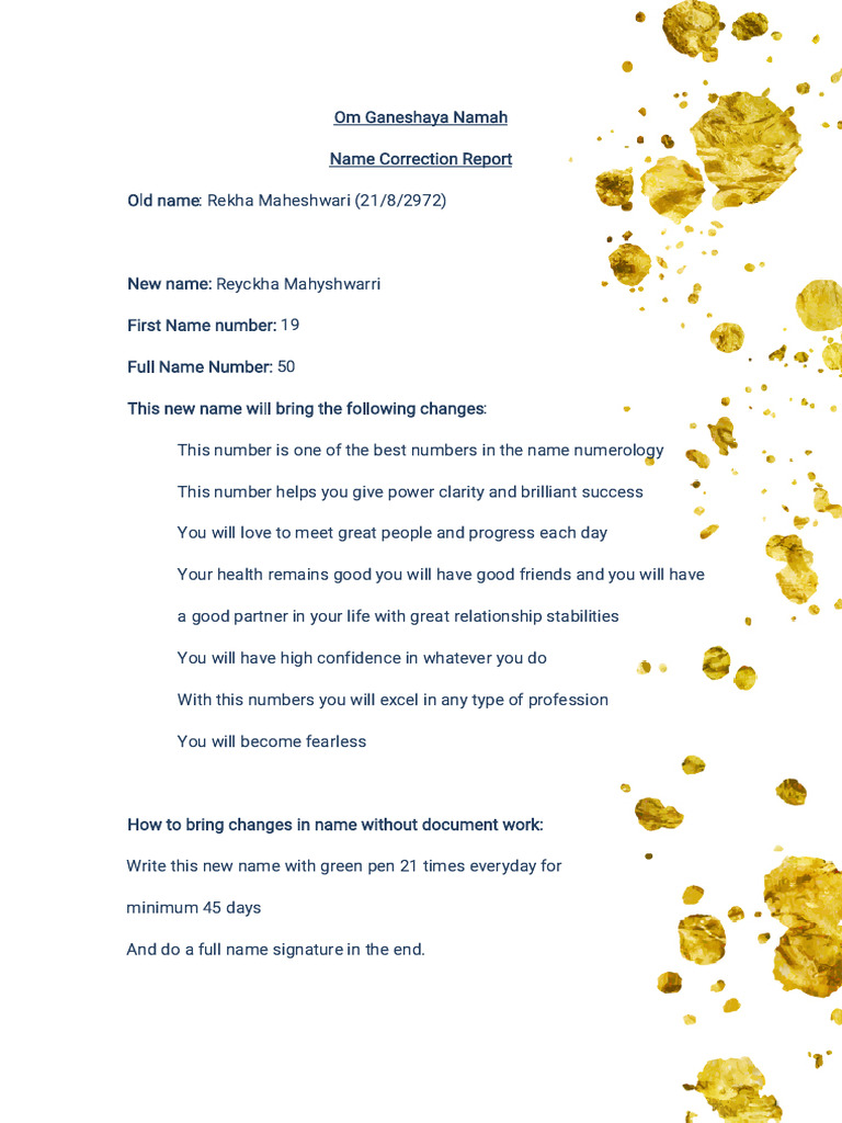 Rekha Name Correction and Benefits | PDF