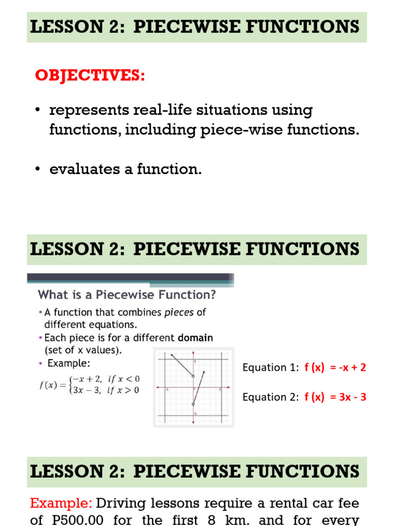 Lesson 2 Piecewise Functions | PDF