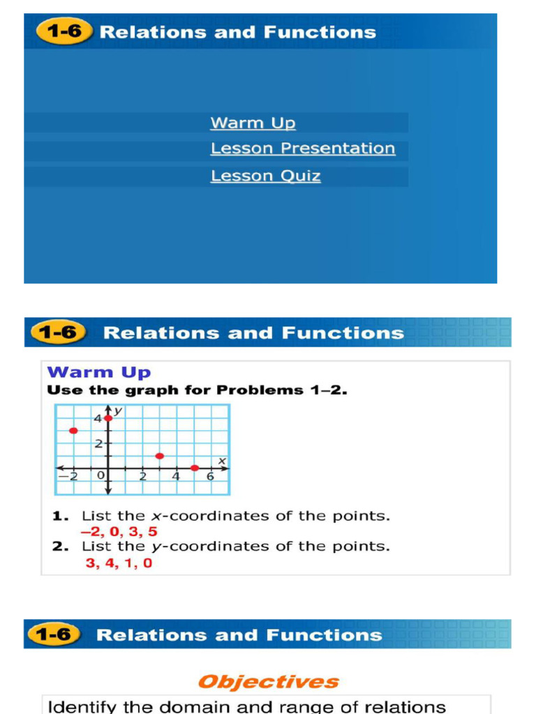 Lesson 1 Relations and Functions | PDF