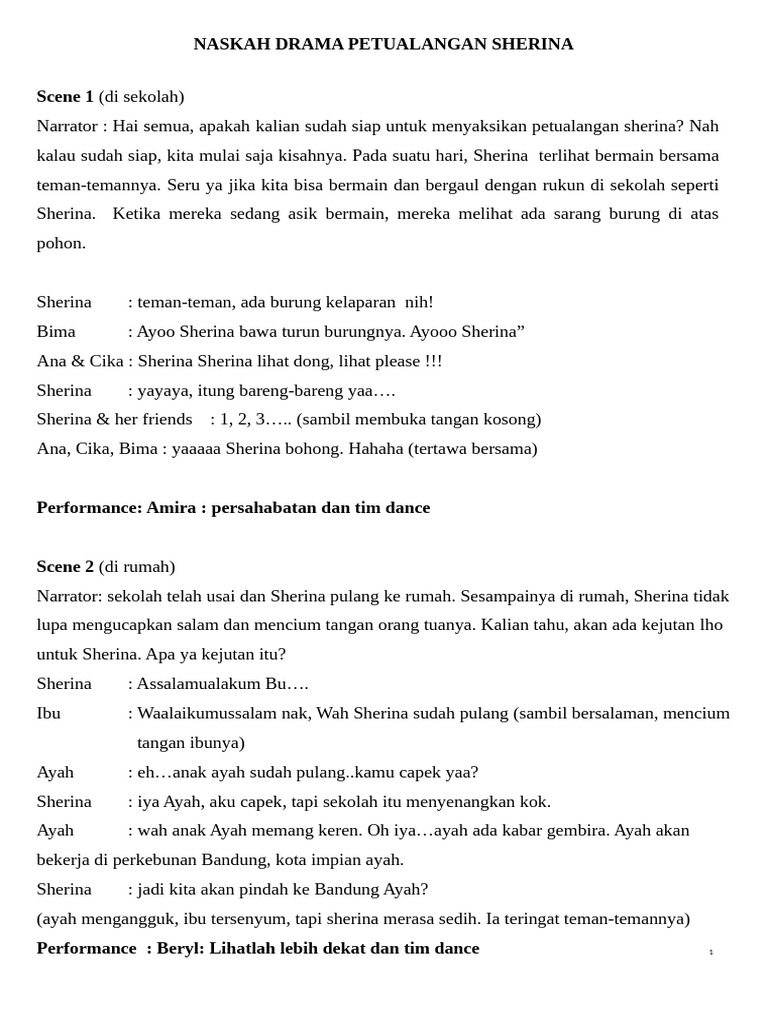 Naskah Drama Petualangan Sherina Revisi 15 Mei 2023 | PDF