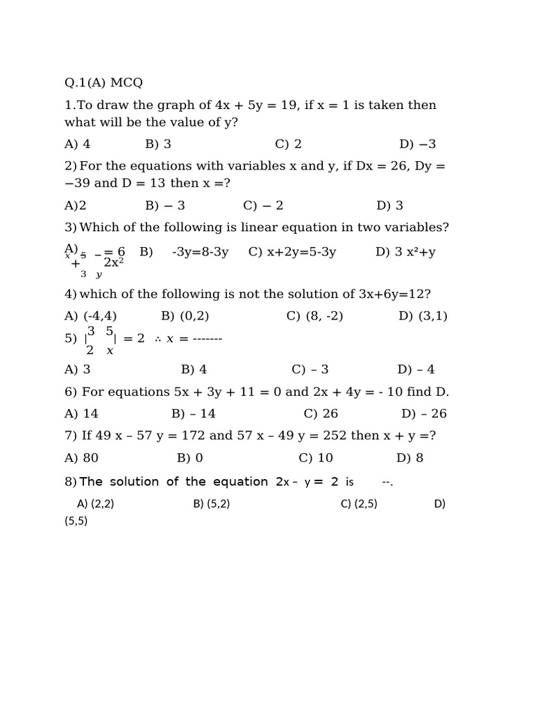 QP 10th Algebra CH 1 2022 | PDF | Equations | Length