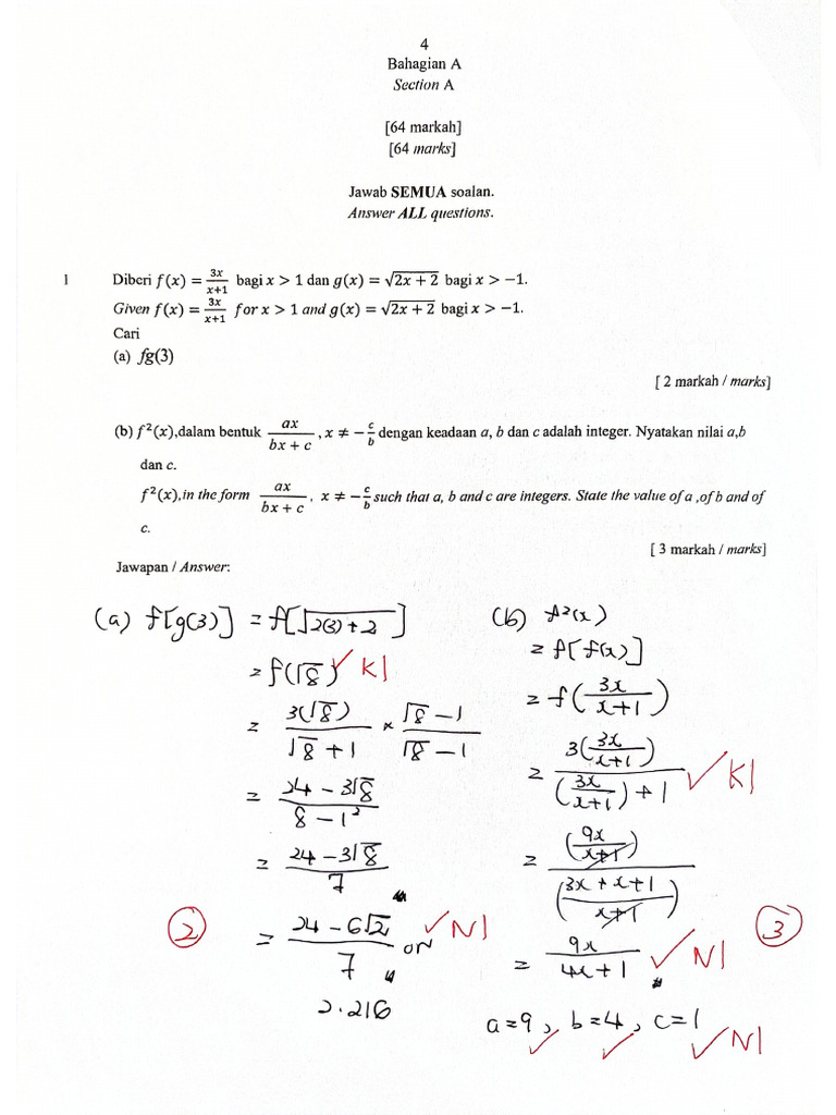 Skema K1 Add Maths Mid Year 2024 | PDF