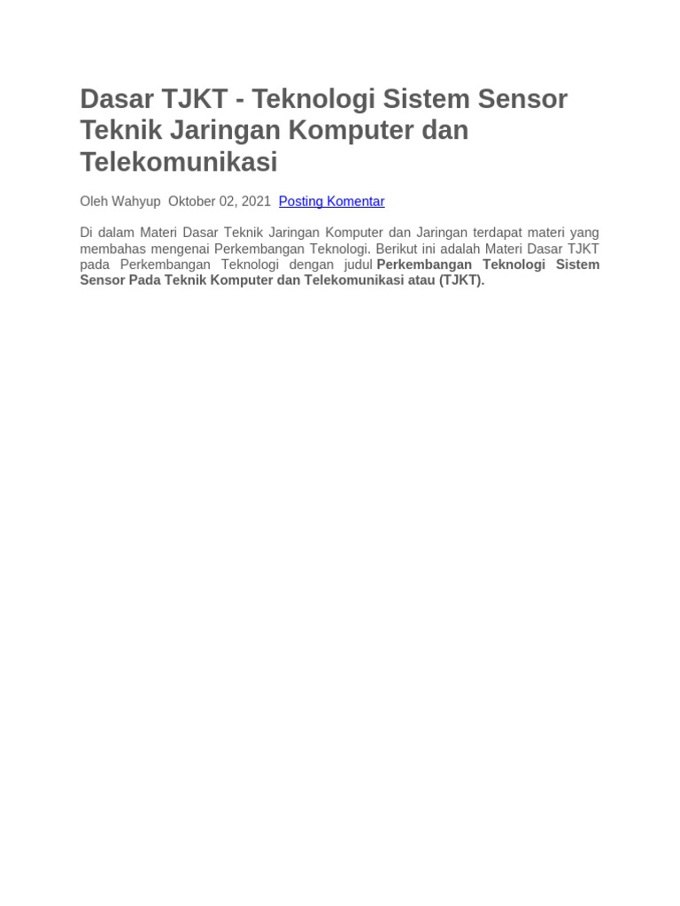 Teknologi Sistem Sensor dalam TJKT | PDF