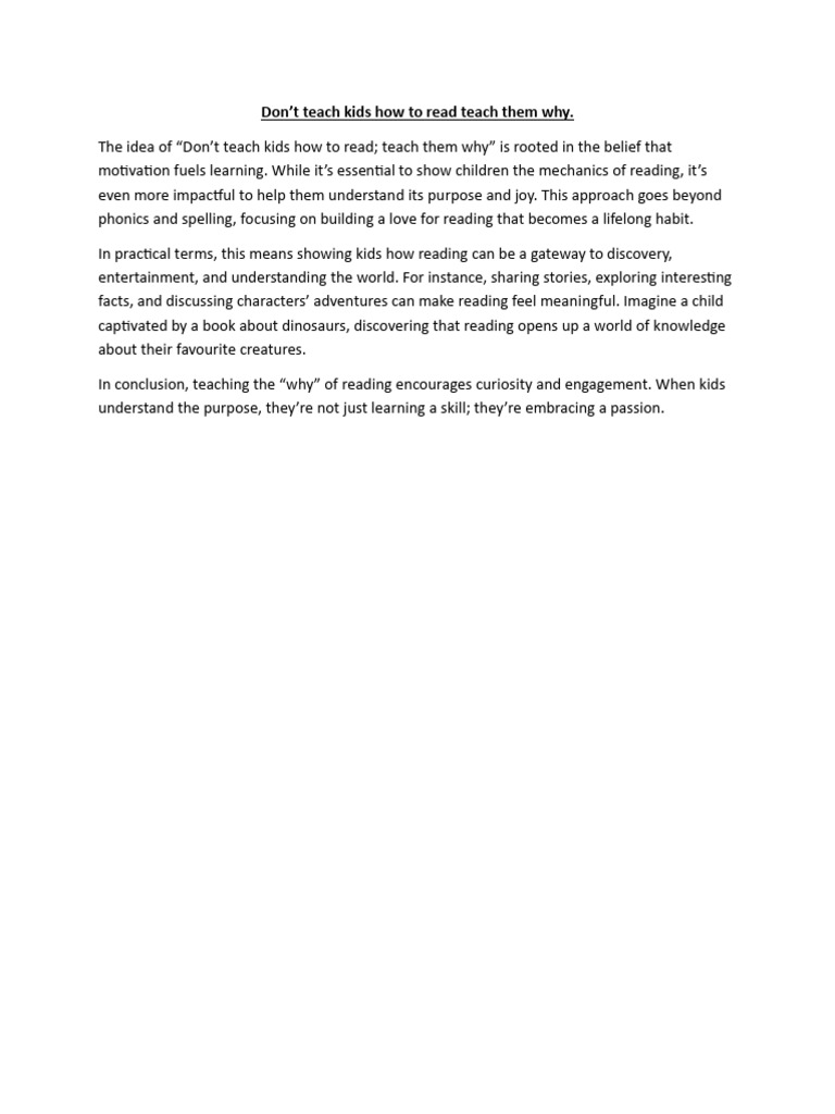 Teach Kids Why Reading Matters | PDF