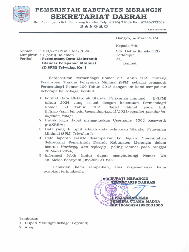 Permintaan Data SPM TW 1 2024 | PDF